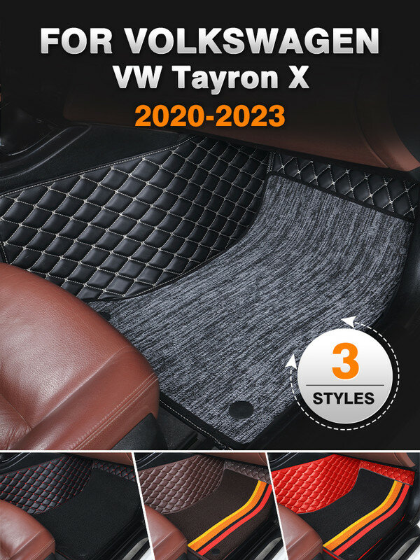 Двойной слой Коврики В Машину；Искусственная кожа，6 шт. Lutehil, For VW Volkswagen Tayron X 2020-2023 (Model D)
