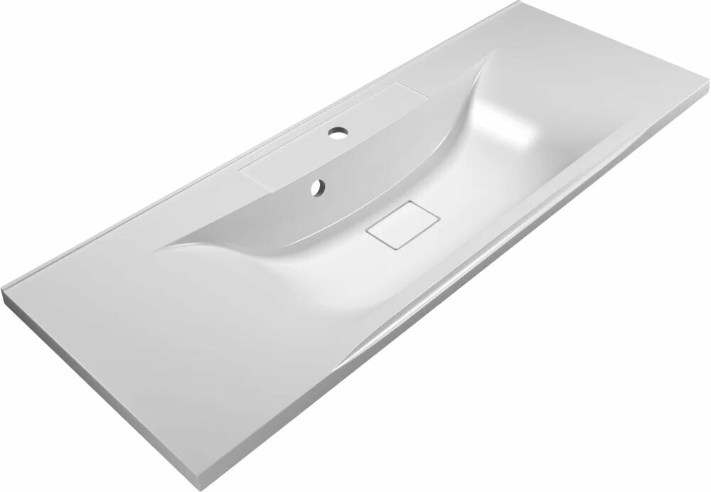 Мебельная раковина Florentina Прима 120 из литьевого мрамора, раковина для ванной, со сливом-переливом, белая, прямоугольная