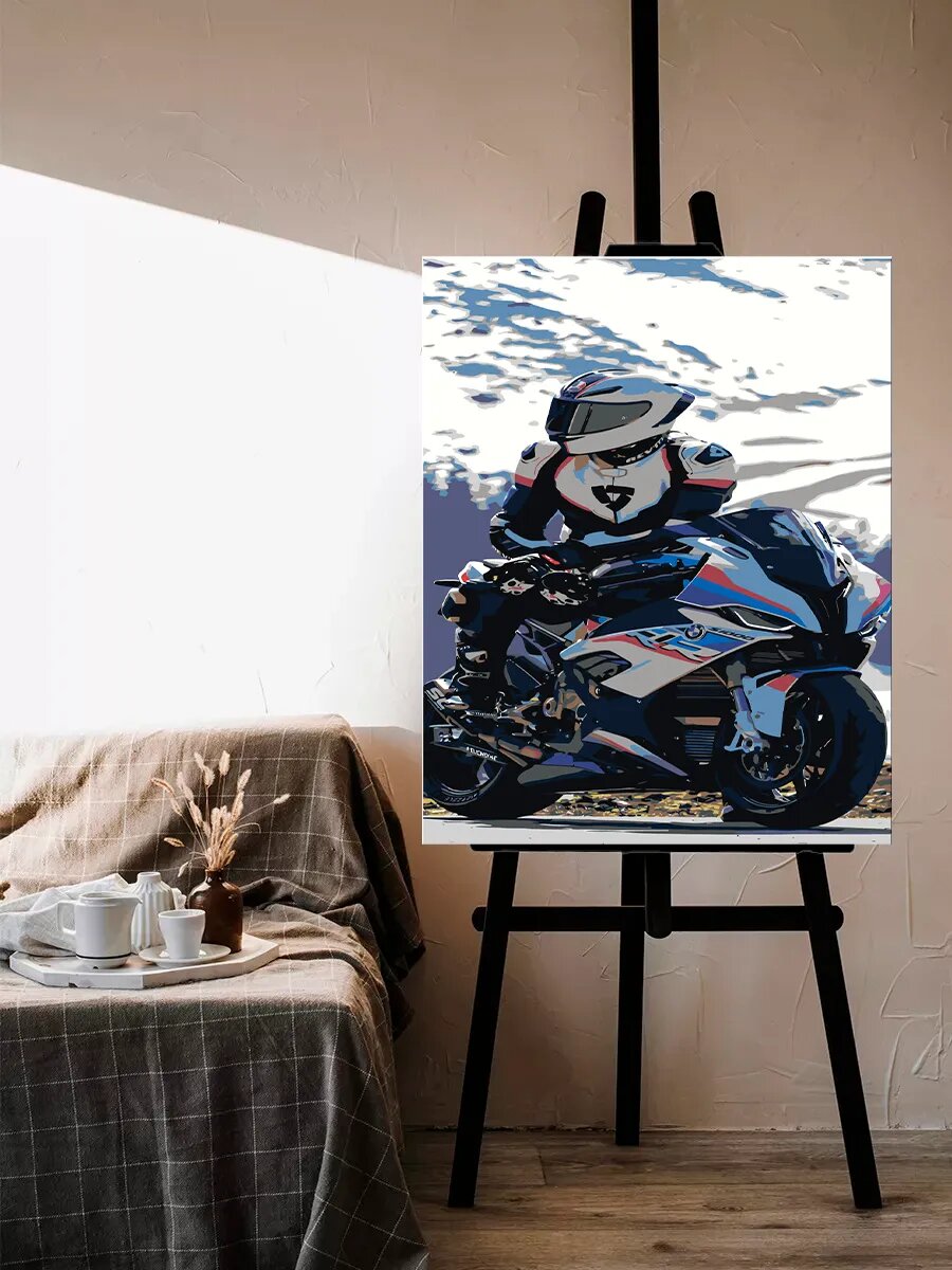 Картина по номерам Мотоцикл BMW Байк БМВ Байкер Природа