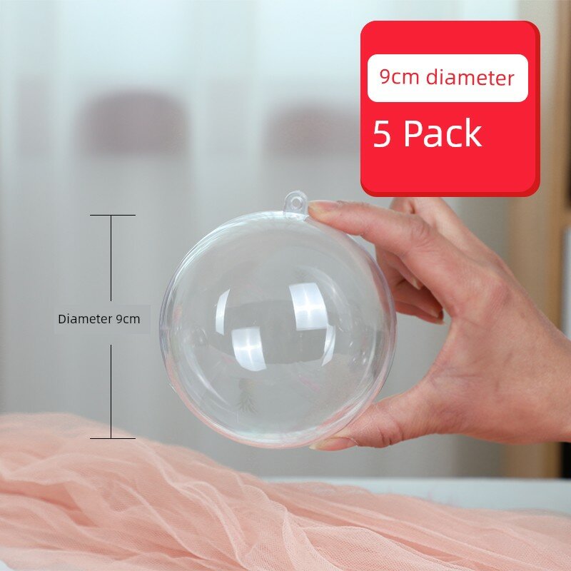 Прозрачный пустотелый акриловый шар с отверстием, диаметр 9 см, 5 штук для рождественских украшений, свадебных подвесок