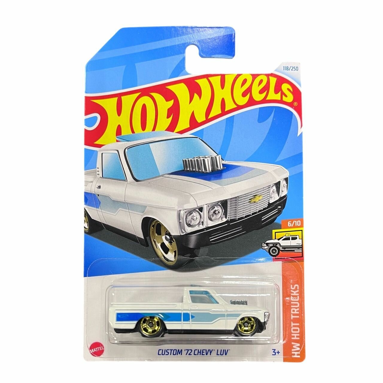 Hot Wheels Машинка металлическая масштаб 1:64 CUSTOM '72 CHEVY LUV (Белый)
