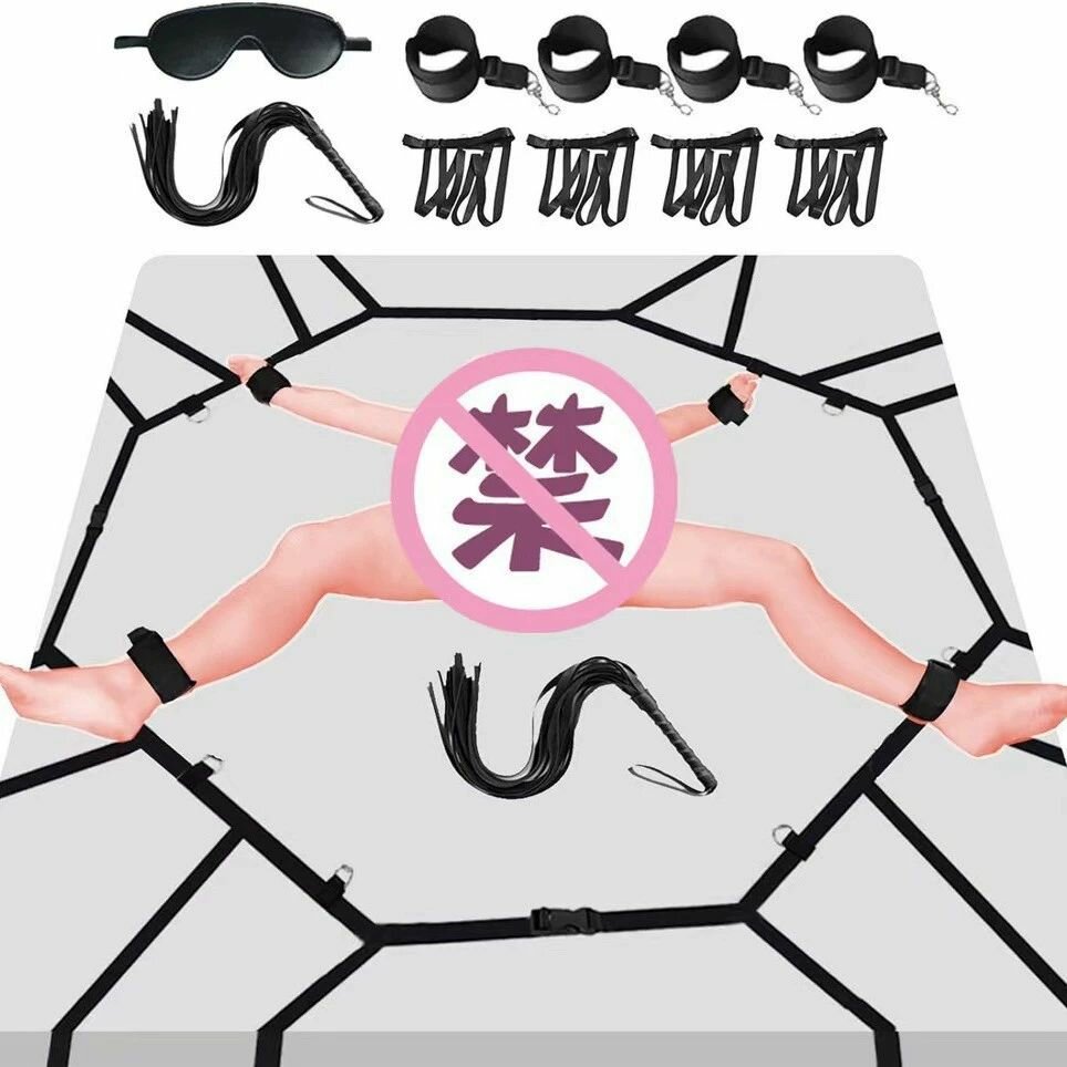 Комплект бондажа BDSM для кровати, регулируемые ремни с фиксацией рук и ног, паутина-фиксатор, аксессуар для пар, эротический набор для взрослых