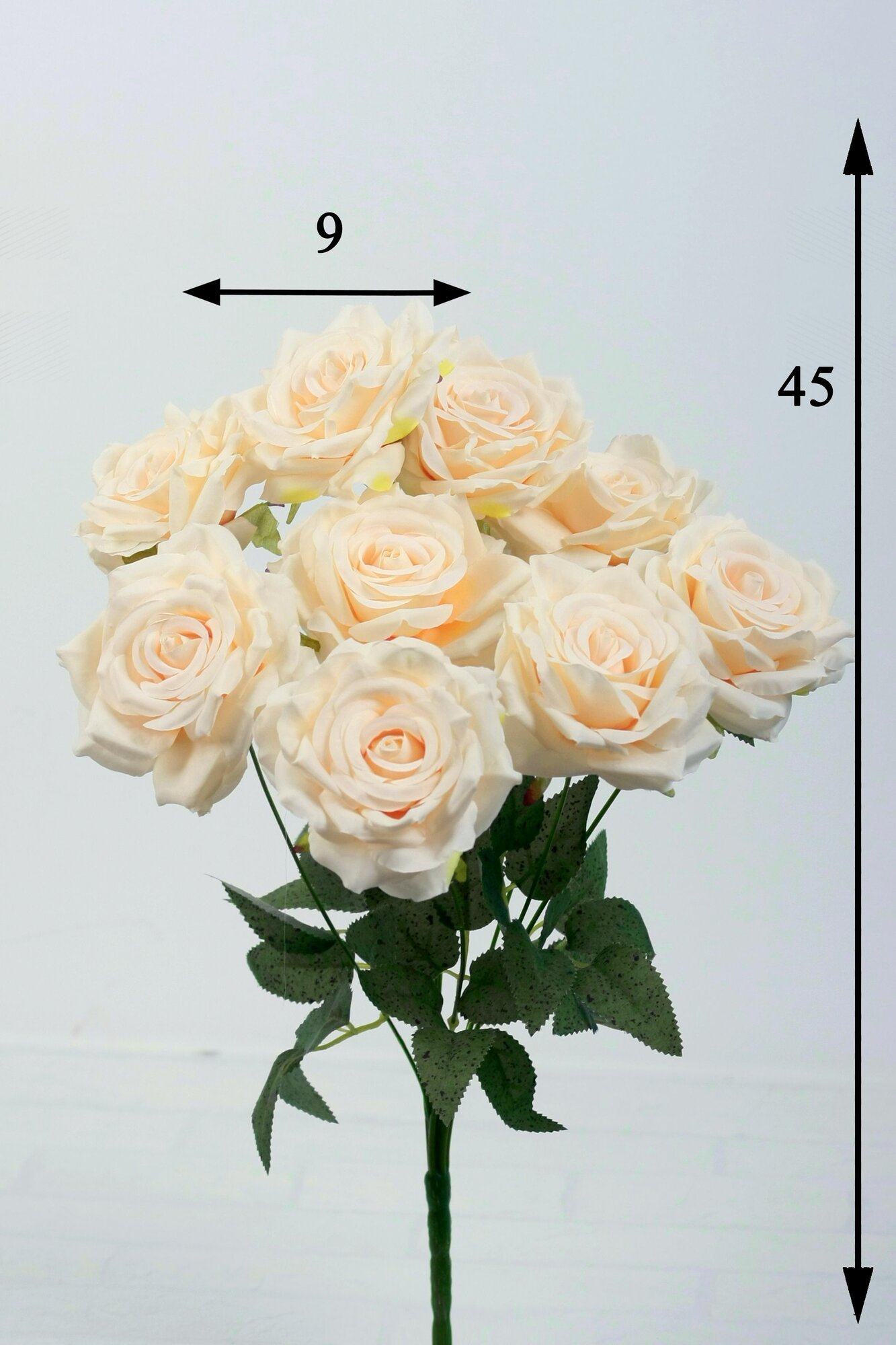 Искусственные цветы Holodilova "Розы", текстиль, длина 45 см, кремового цвета