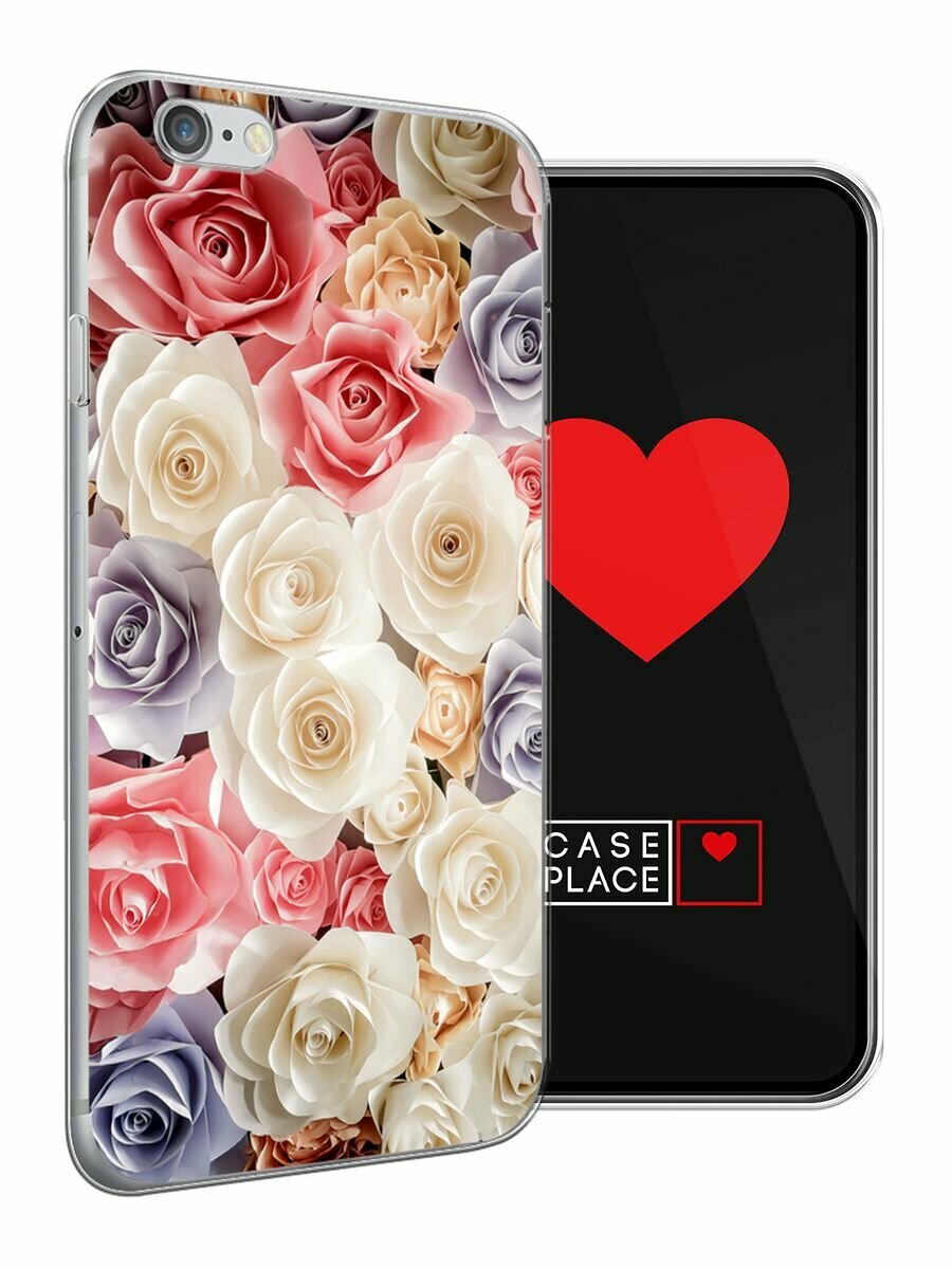 Чехол на Apple iPhone 6 / Айфон 6 с принтом "Пастельные розы" — фото 1