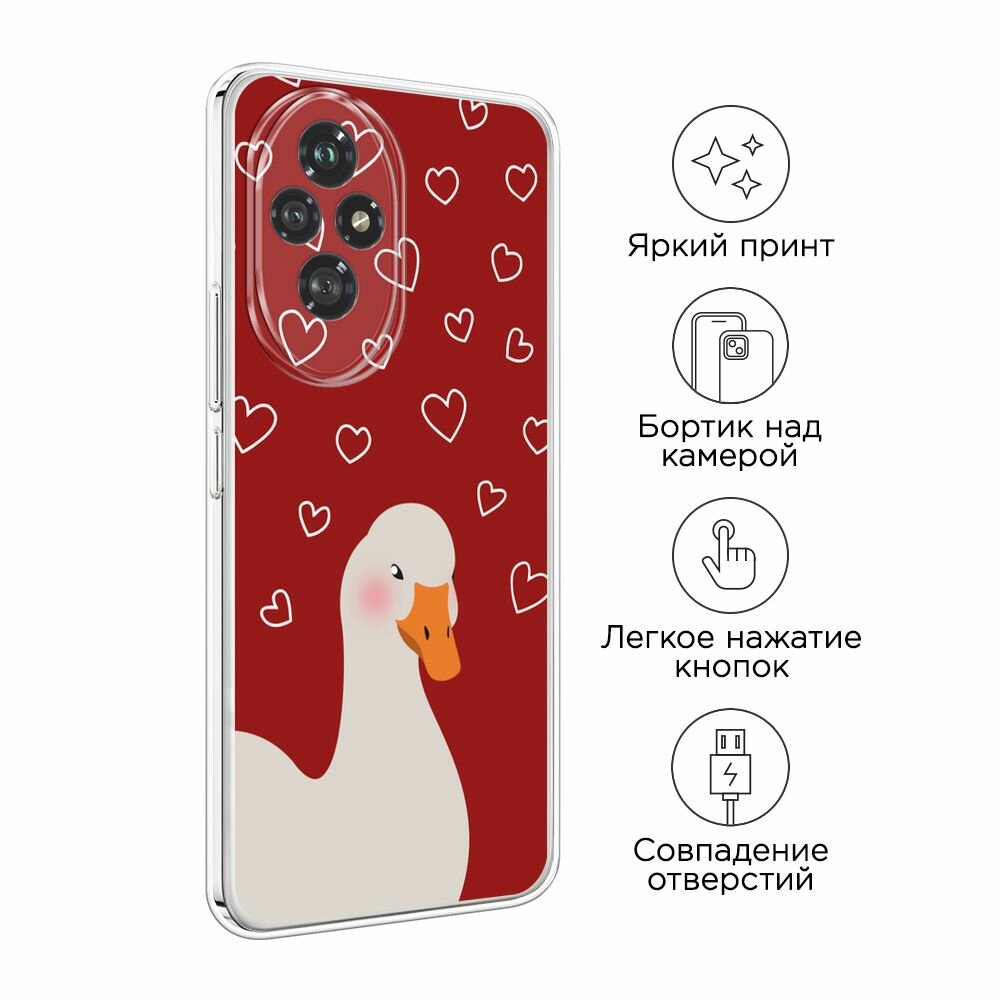 Чехол на Honor 200 / Хонор 200 с принтом "Влюблённый гусь 1 - 14 февраля" — фото 1