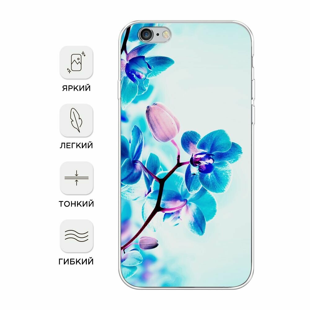 Чехол на Apple iPhone 6 / Айфон 6 с принтом "Голубая орхидея" — фото 1