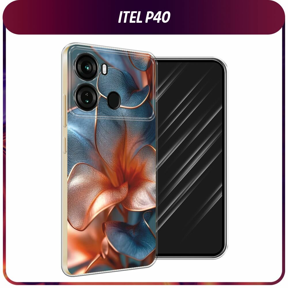 Силиконовый чехол на Itel P40 / Ител P40 с принтом "Жемчужные цветы"