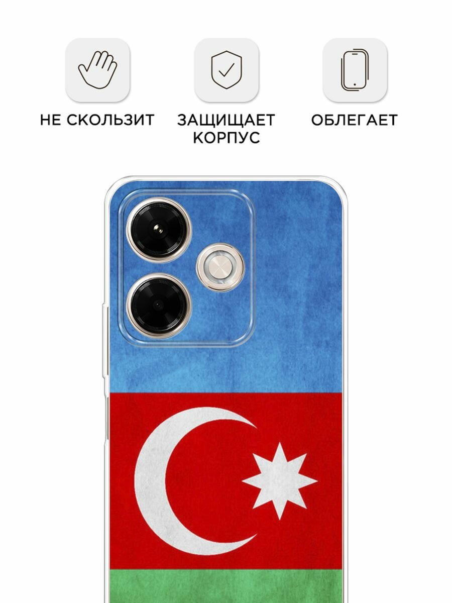 Чехол на Xiaomi Redmi 13X / Сяоми Редми 13X с принтом "Флаг Азербайджана" — фото 1