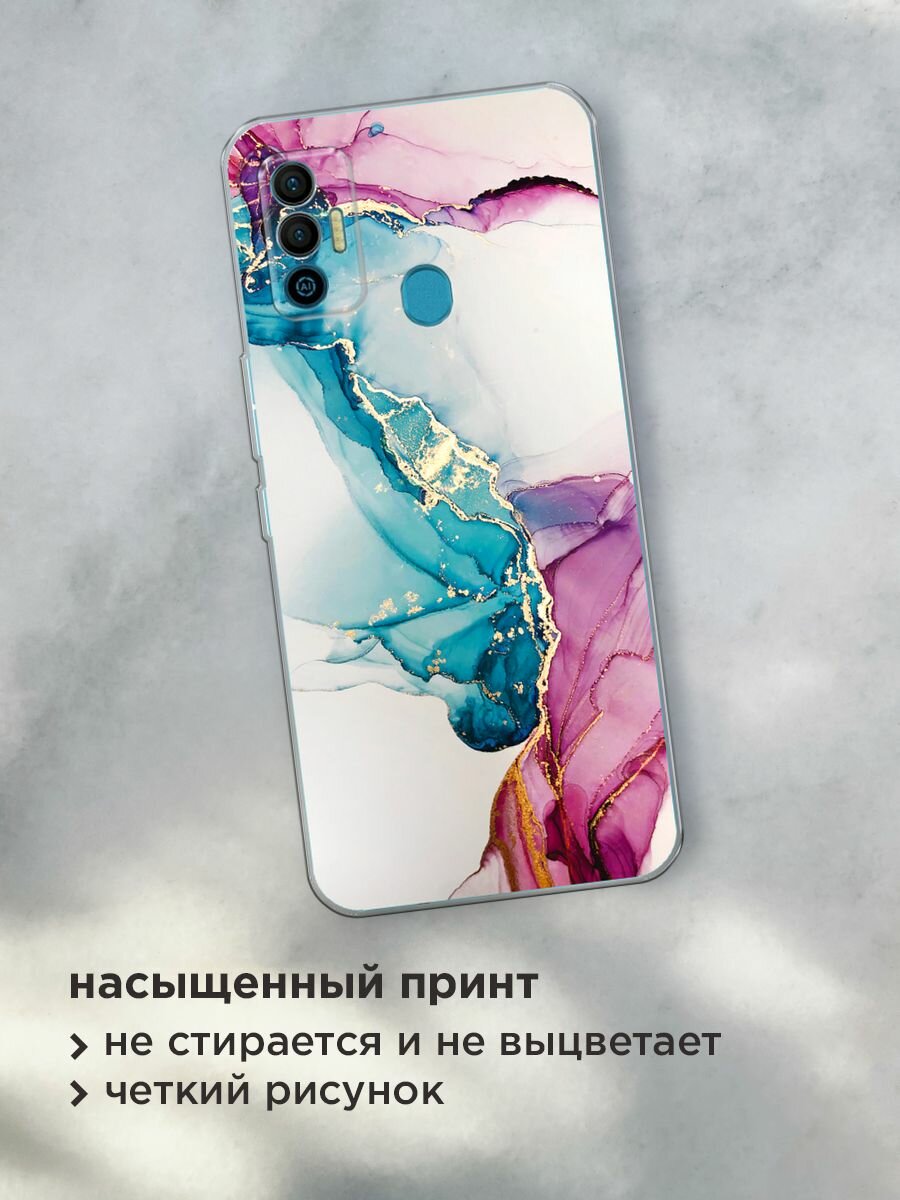 Чехол на Tecno Spark 7 / Техно Спарк 7 с принтом "Розовые разводы рисунок" — фото 1