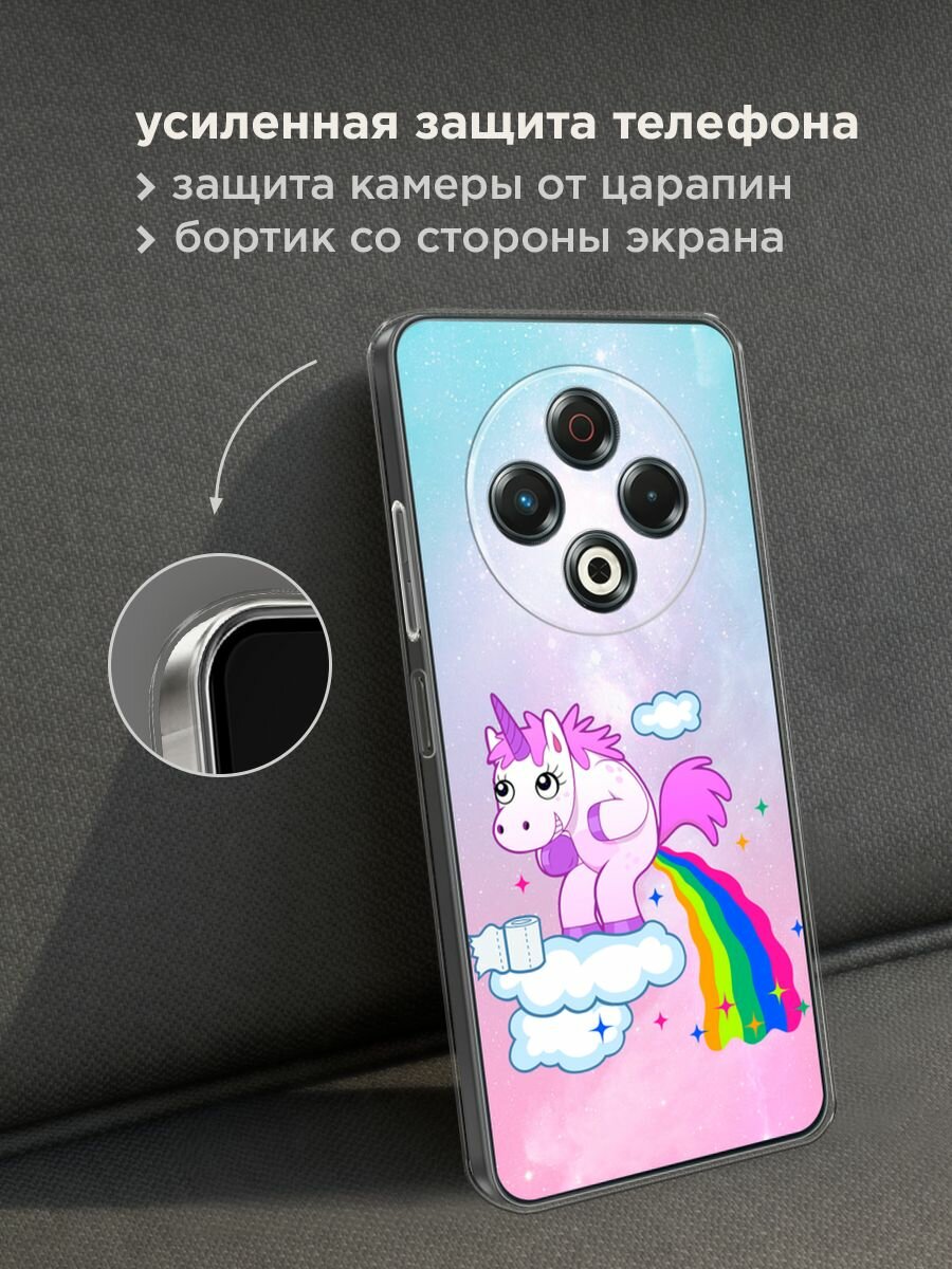 Чехол на Tecno Spark 30 / Текно Спарк 30 с принтом "Единорог какает" — фото 1