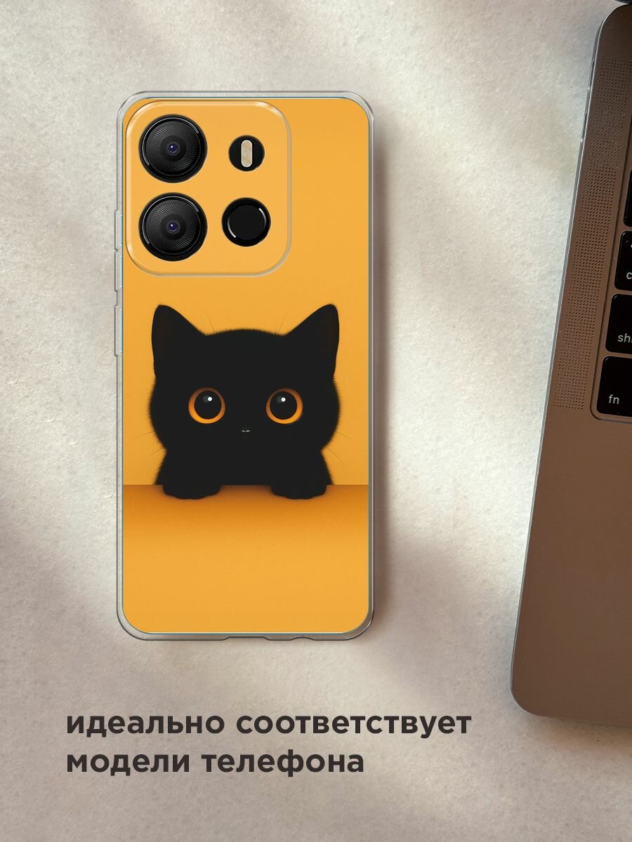 Чехол на Tecno Pop 7 / Текно Поп 7 с принтом "Контрастный котик" — фото 1