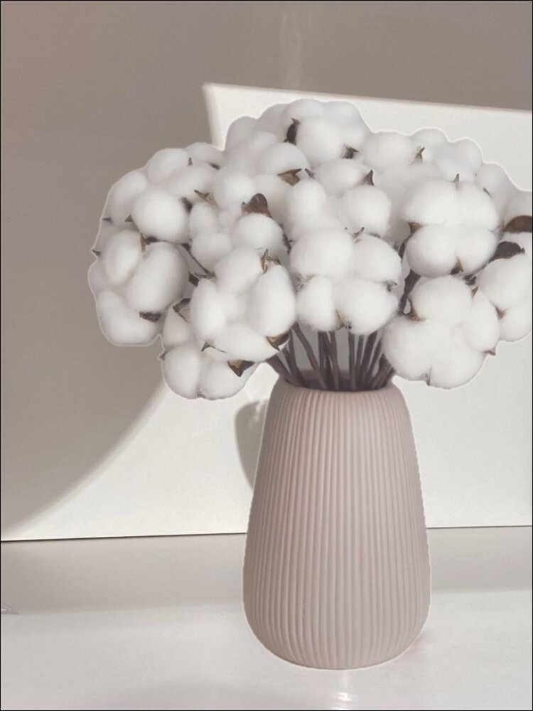 Букет сухоцветов M&K HOME Cotton E398, имитация хлопка, белый, 10 шт./уп.
