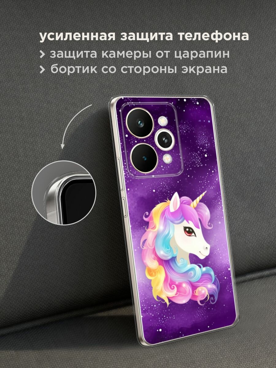 Чехол на Realme 15 Pro / Реалми 15 Про с принтом "Кудрявый единорог" — фото 1