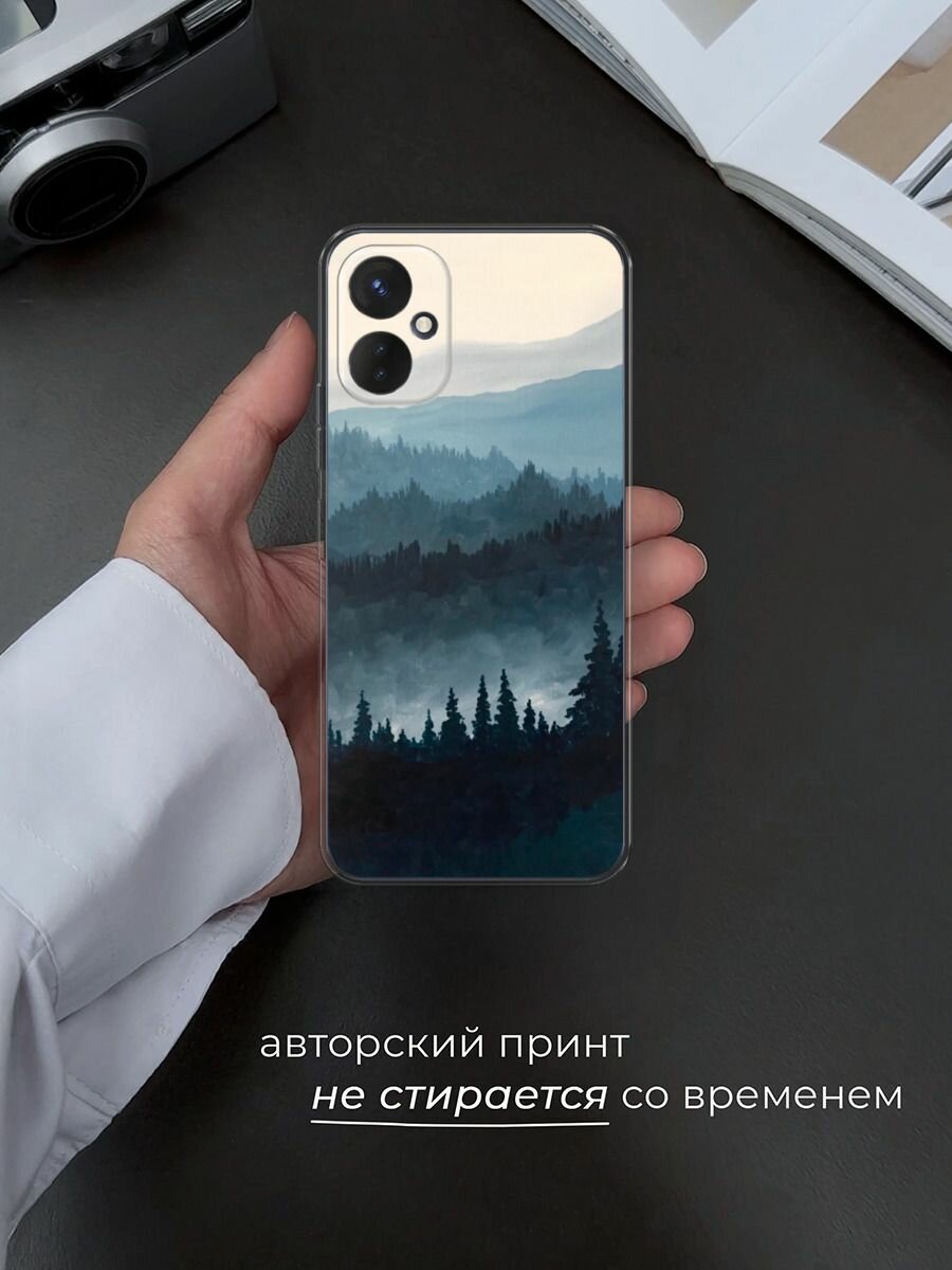 Чехол на Tecno Spark 9 Pro / Техно Спарк 9 Про с принтом "Туманные горы" — фото 1