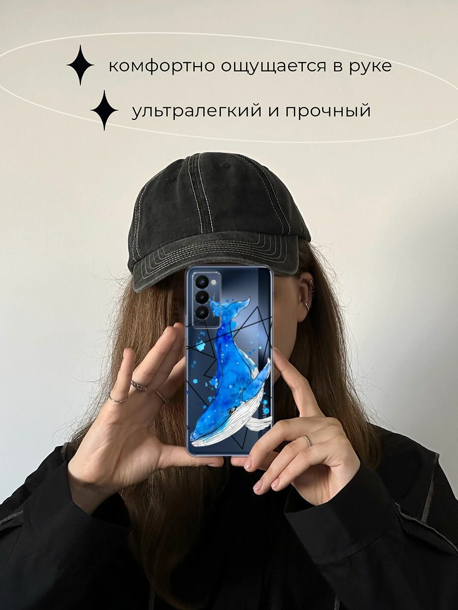 Чехол на Tecno Camon 18P / Техно Камон 18Р с принтом "Кит графика", прозрачный — фото 1