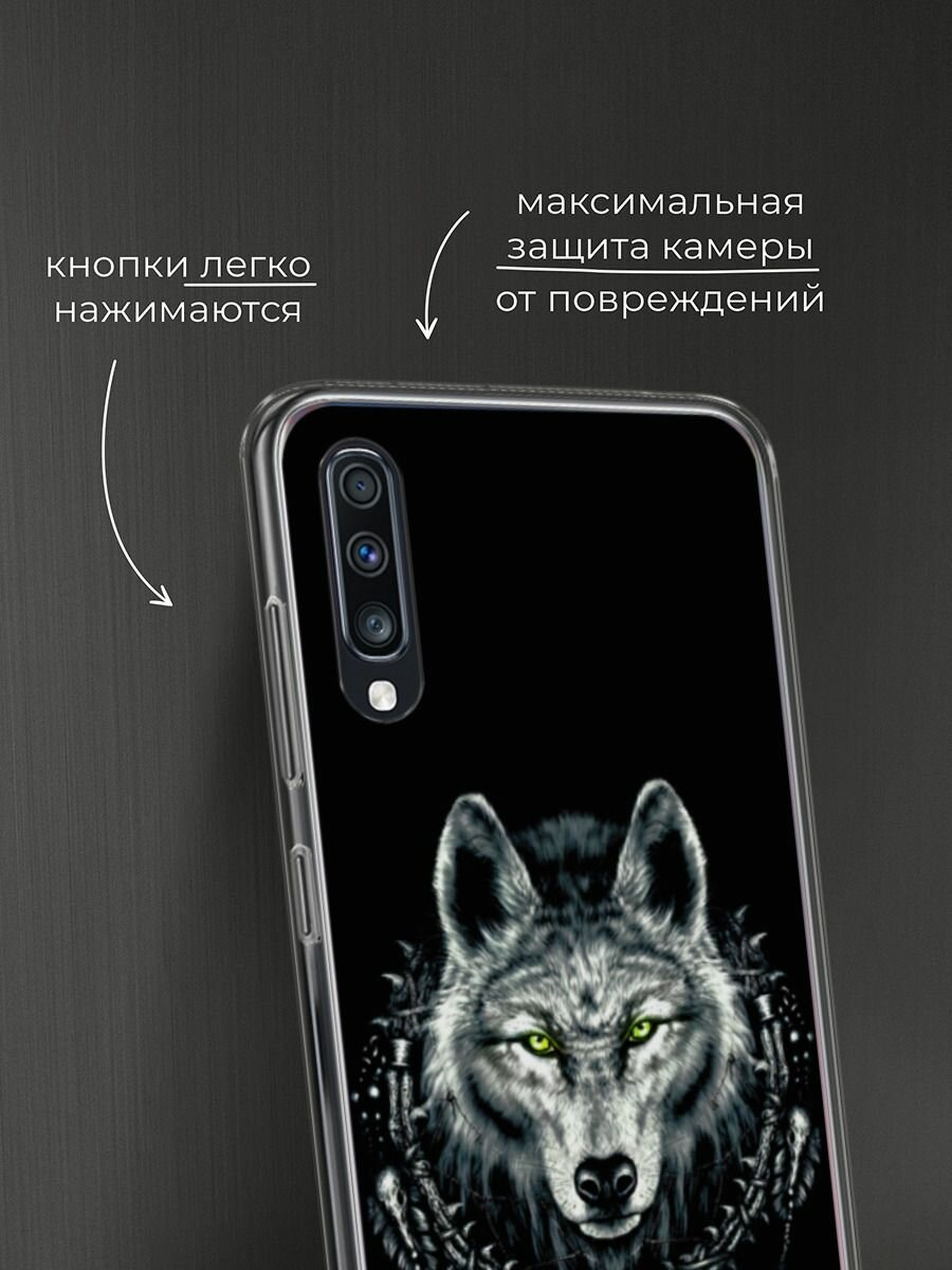 Чехол на Samsung Galaxy A70 / Самсунг Галакси А70 с принтом "Волк оберег" — фото 1