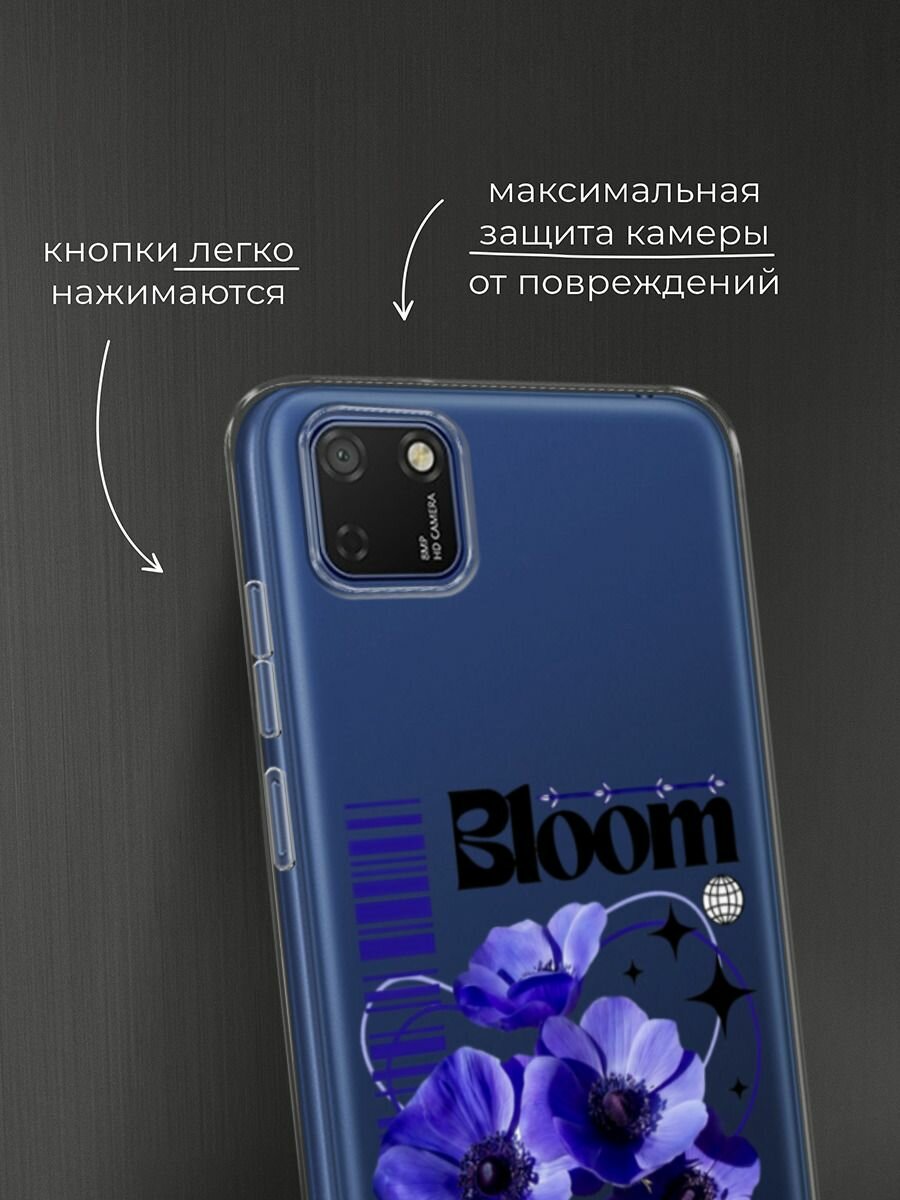 Чехол на Honor 9S/Huawei Y5p / Хонор 9S/Хуавей Y5p с принтом "Завораживающие анемоны", прозрачный — фото 1
