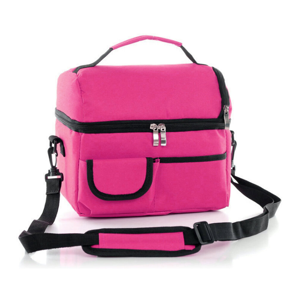Теплоизоляционный сумка для обеда с двумя отделениями, сумка для грудного молока, охлаждающая сумка, материал 600D Оксфордский ткань, утеплительная вата, алюминиевая фольга, цвета Черный/Темно-синий/Красный/Голубой/Бордовый/Серый/Розовый/Оранжевый,