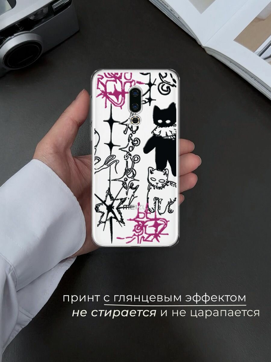 Чехол на Meizu 16th / Мейзу 16th с принтом "Готические котики" — фото 1