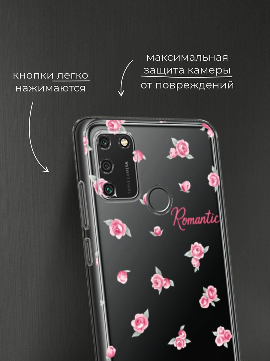 Чехол на Honor 9A / Хонор 9А с принтом "Romantic 2", прозрачный — фото 1