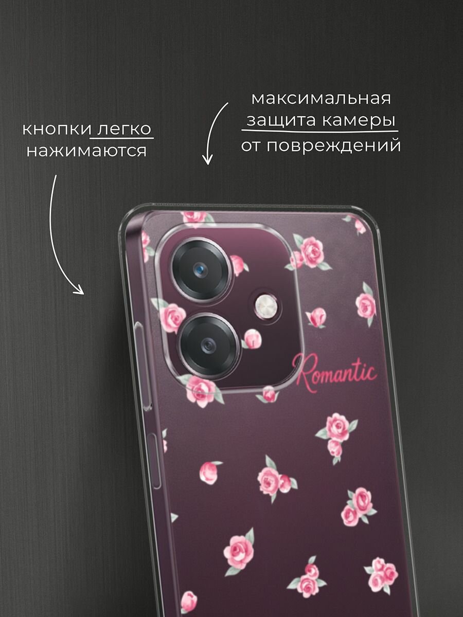 Чехол на Oppo A3/A3x / Оппо А3/A3x с принтом "Romantic 2", прозрачный — фото 1