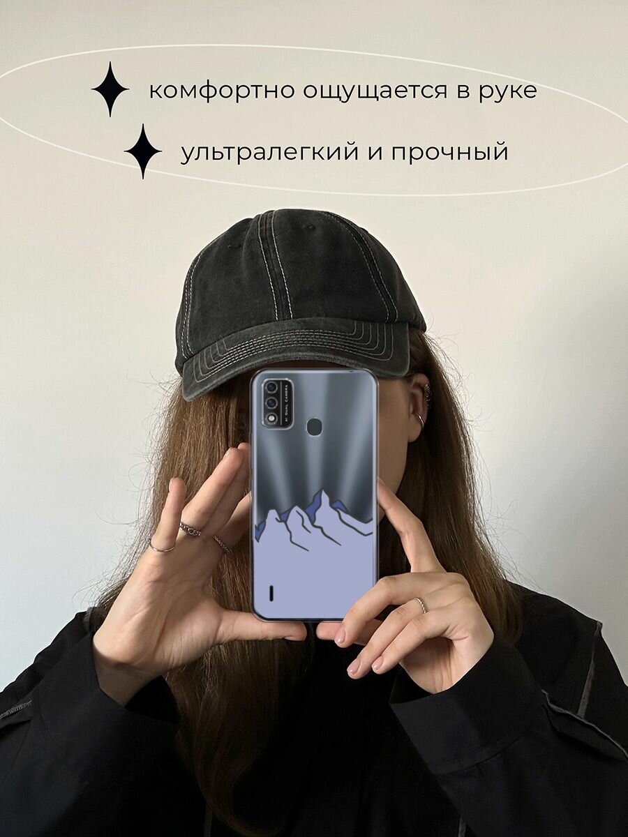 Силиконовый чехол на Itel A48 / Ител А48 с принтом "Гора", прозрачный — фото 1