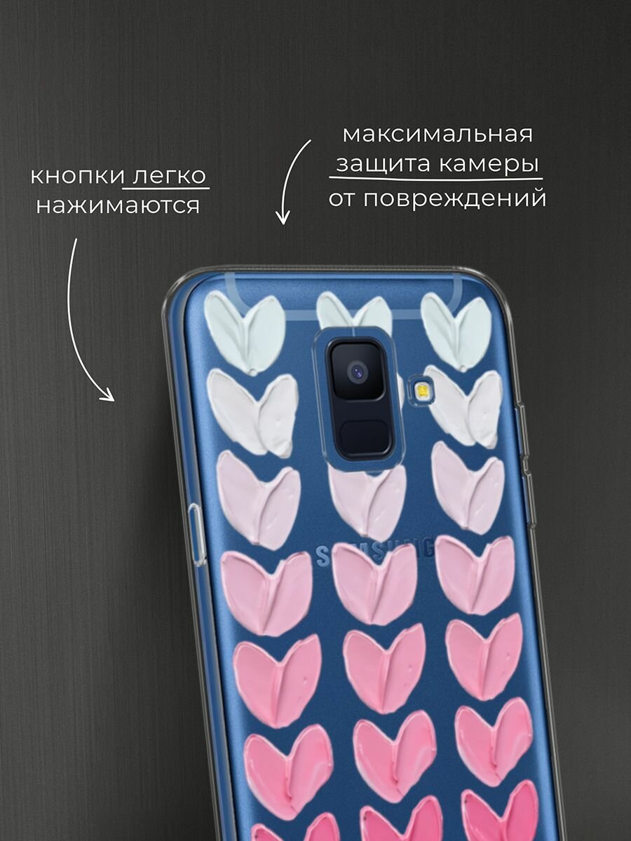 Чехол на Samsung Galaxy A6 / Самсунг Галакси А6 с принтом "Градиент из сердечек" — фото 1