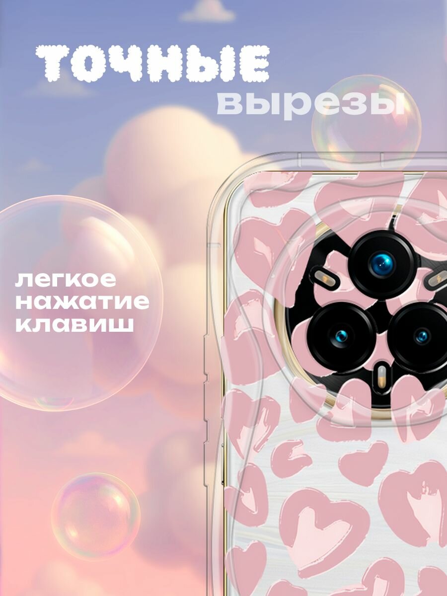 Чехол на Realme 14 Pro Plus / Реалми 14 pro plus с принтом Розовые леопардовые сердца — фото 1