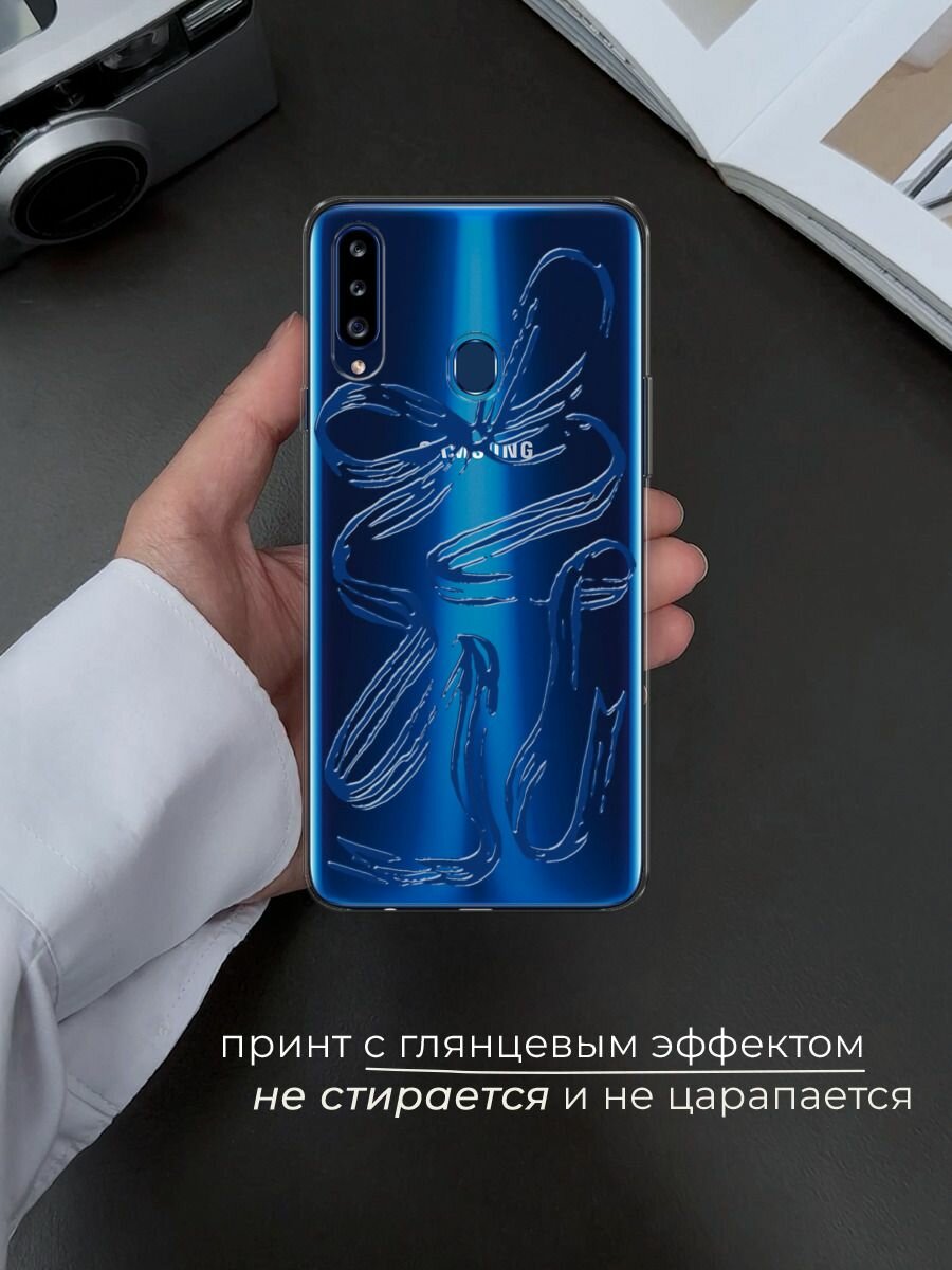 Чехол на Samsung Galaxy A20s / Самсунг Галакси A20s с принтом "Синие очертания банта 2" — фото 1