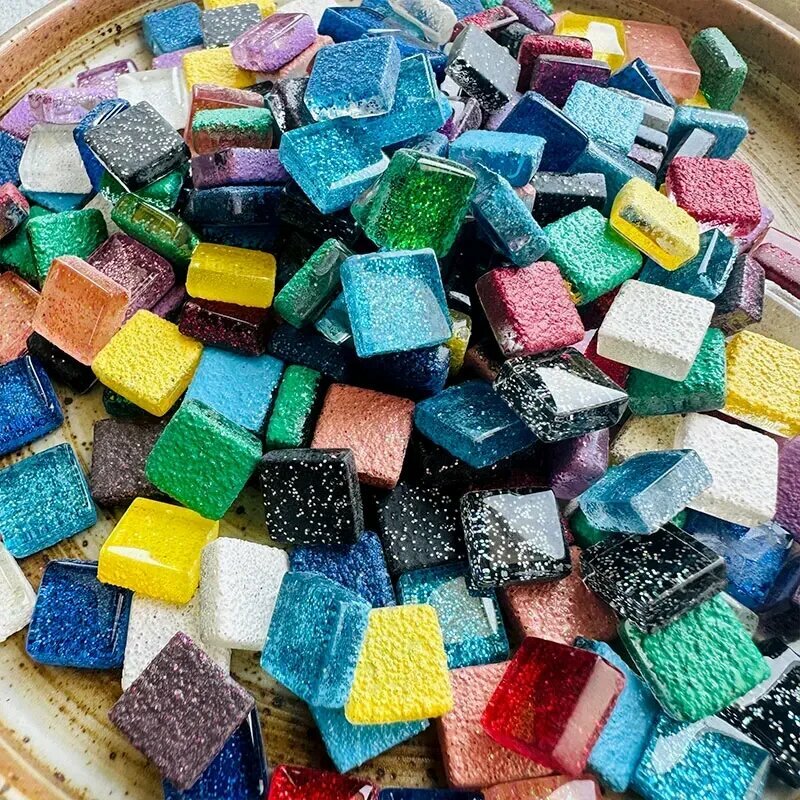 100 шт, смешанные цвета, блестящие стеклянные мозаичные камни, мозаичная плитка, стеклянные гальки, материал для рукоделия, головоломка для изготовления мозаики своими руками, арт 918