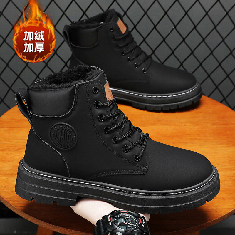 LUO Кеды Мужчины Весна Стильные Антискользящие Прочная Кожа/Black