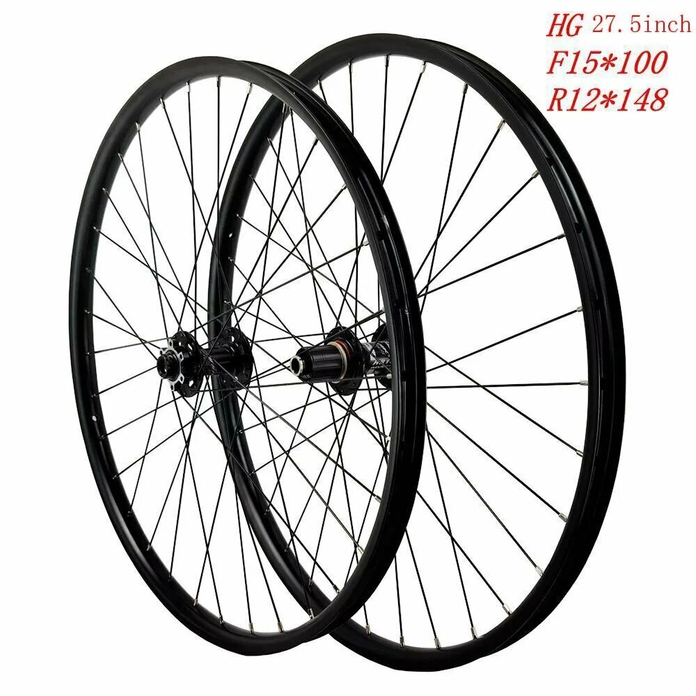 Велосипедное колесо MTB Горный дисковый тормоз с шестью отверстиями 27.5 HG через ось 100 148 черная ступица для кассетного маховика