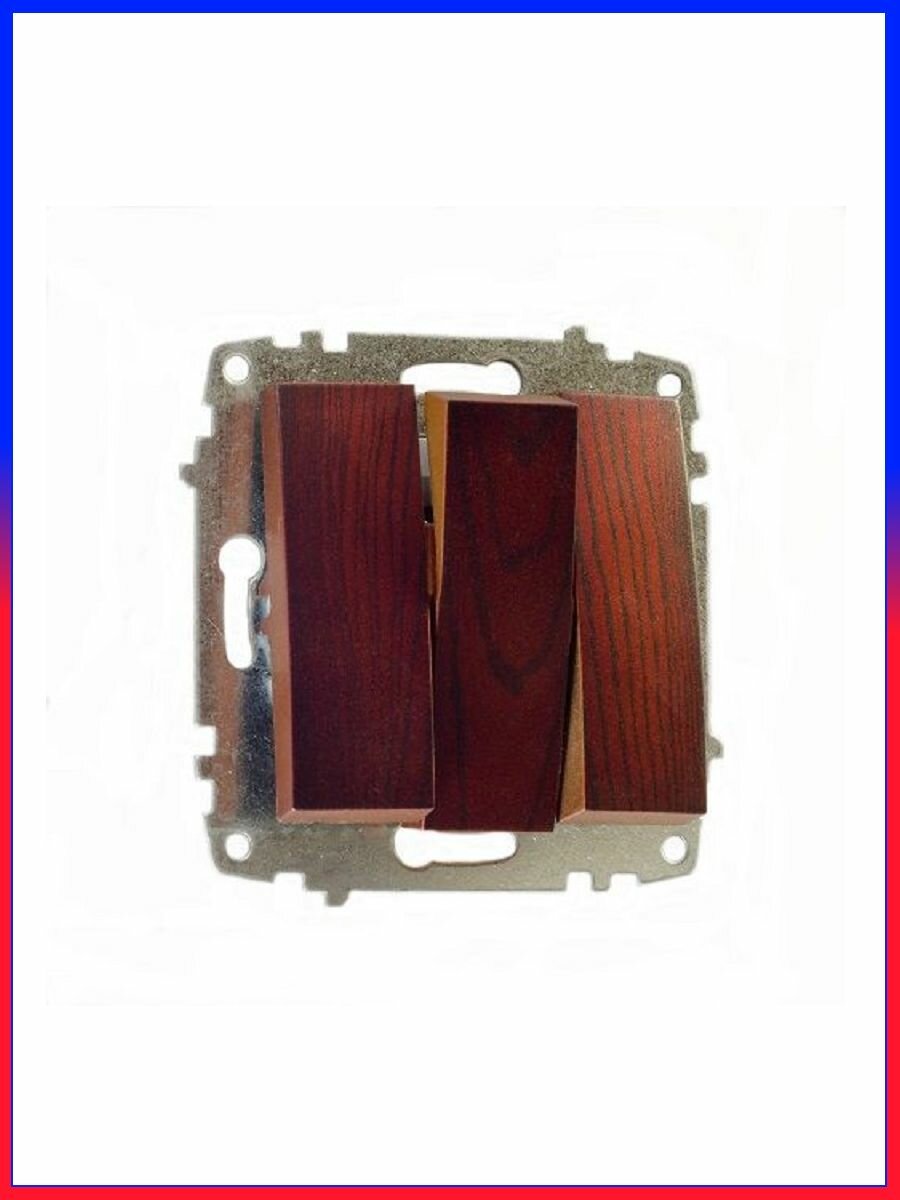 Выключатель В Рамку Трехклавишный Красное дерево IP20 10А 250В ZENA VEGA EL-BI арт. 609-012900-254