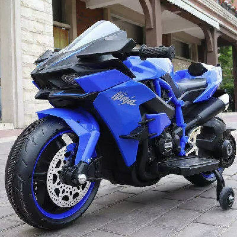 Детский электромотоцикл Kawasaki H2R, детский двухколесный аккумуляторный мотоцикл