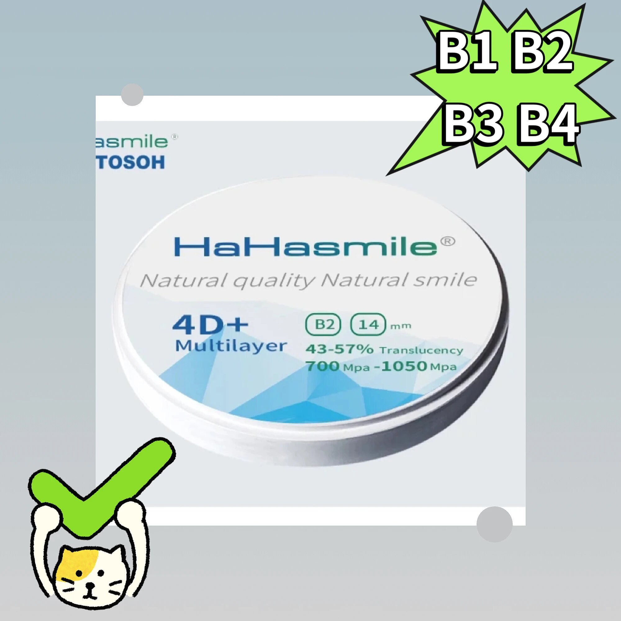 Hahasmile Циркониевые диски для коронок B1-B4 98мм 98x16mm B3