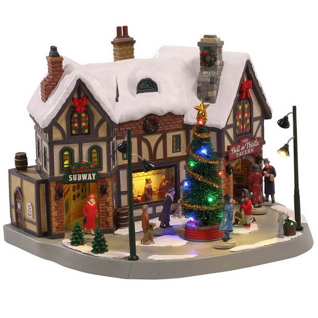 Светящаяся композиция Рождественская таверна Bell and Thistle 24 см, музыка, движение, Lemax, 05682-lemax