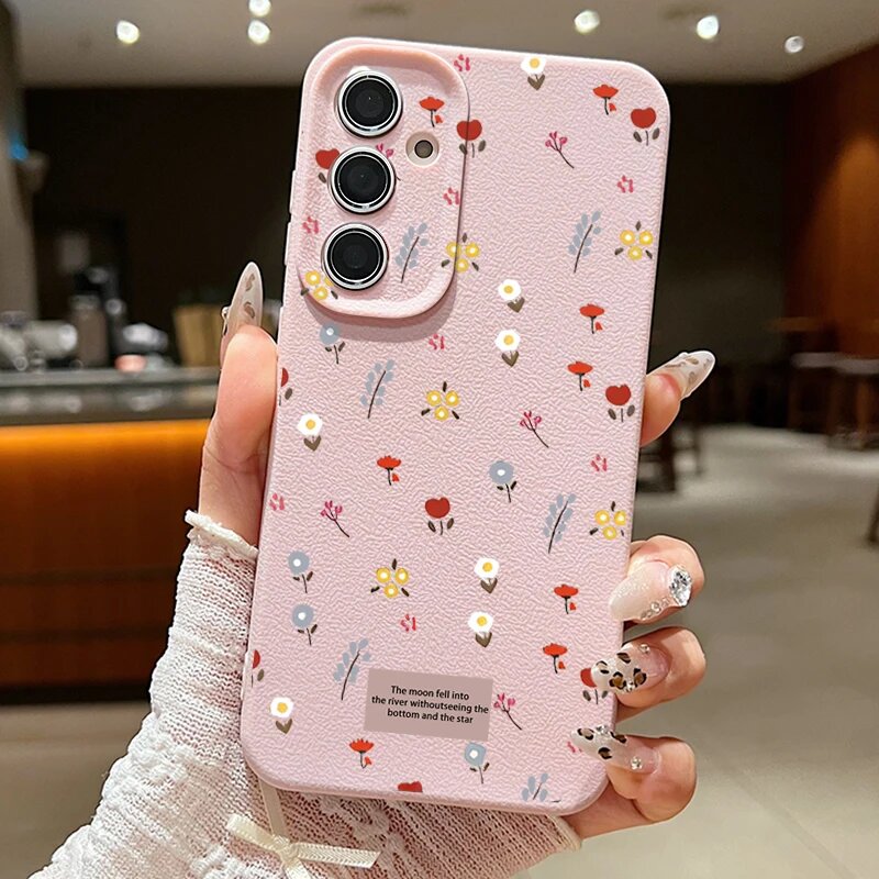 Чехол для Samsung Galaxy S25 розовый с цветочным узором