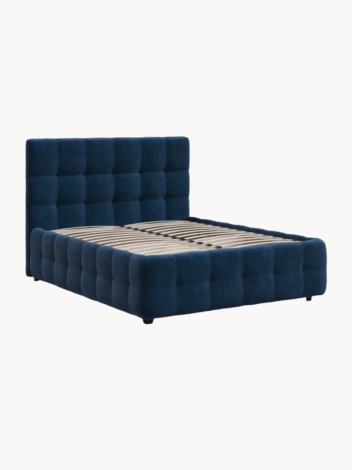 Двуспальная кровать Босс, с подъемным механизмом, велюр Monolit синий, спальное место 140х200 см