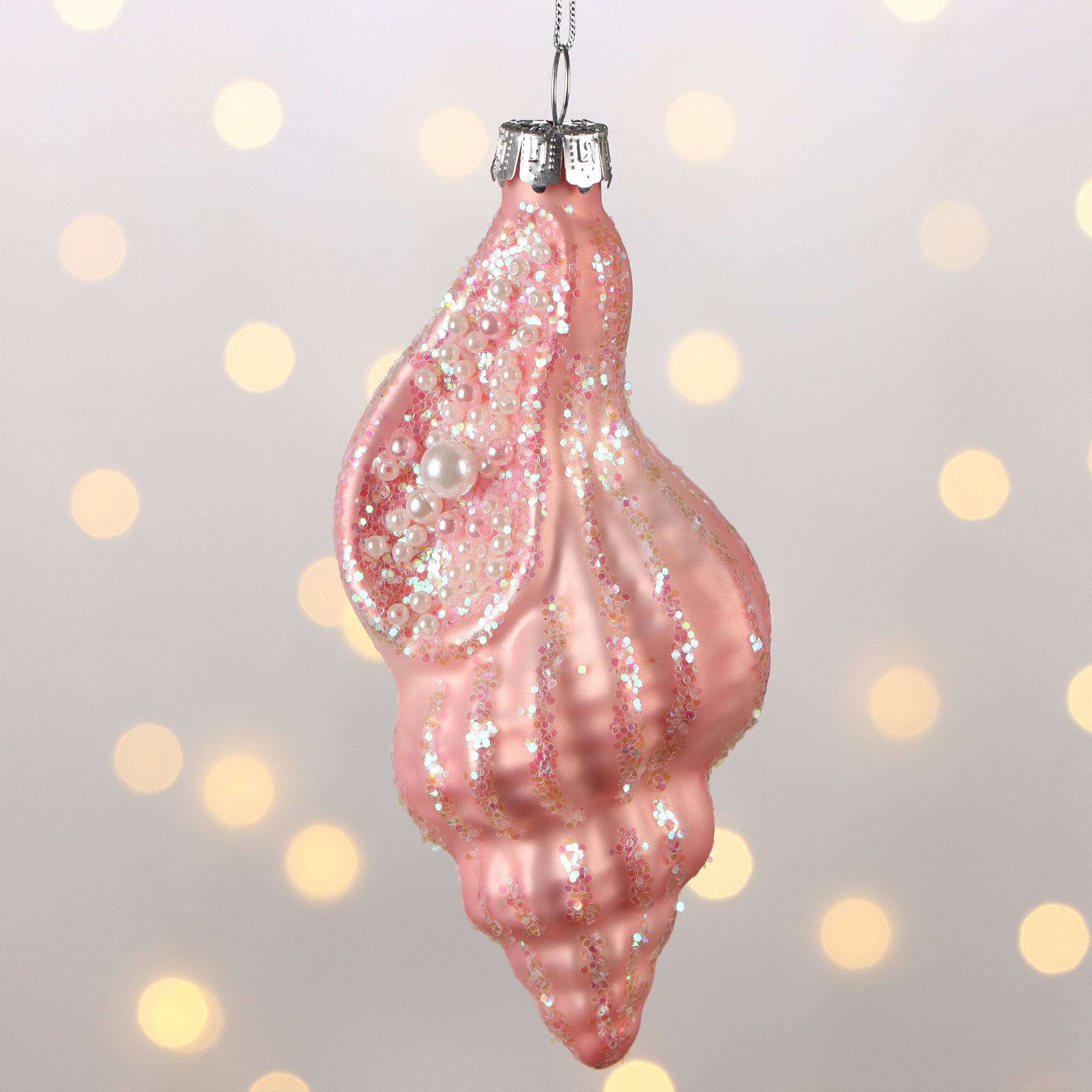 Елочная игрушка Ракушка - Monte Marcone 13 см, подвеска, стекло, Winter Deco, 4070150