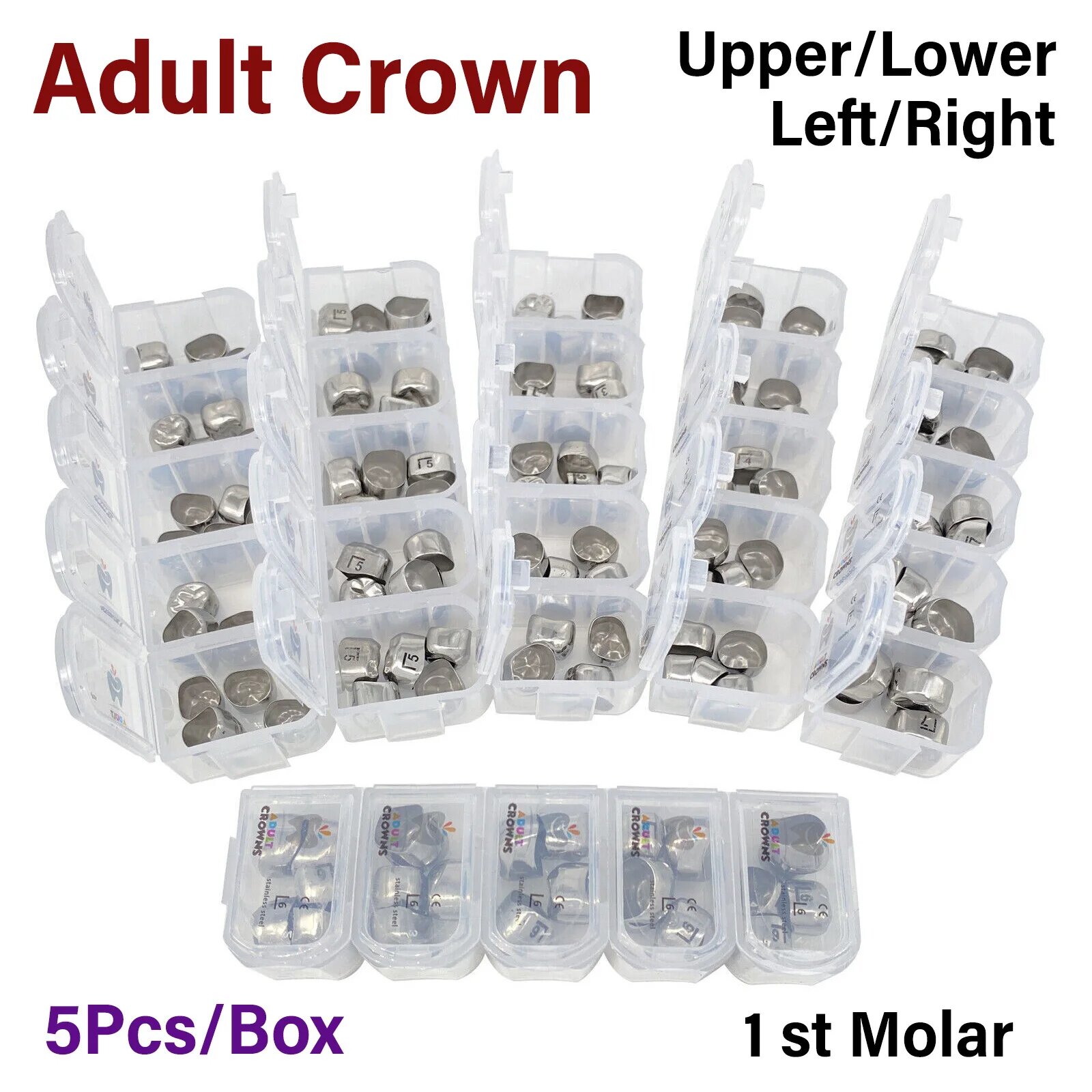 Let me see Временные металлические коронки для взрослых 24 размера 5PCS D-LL-2