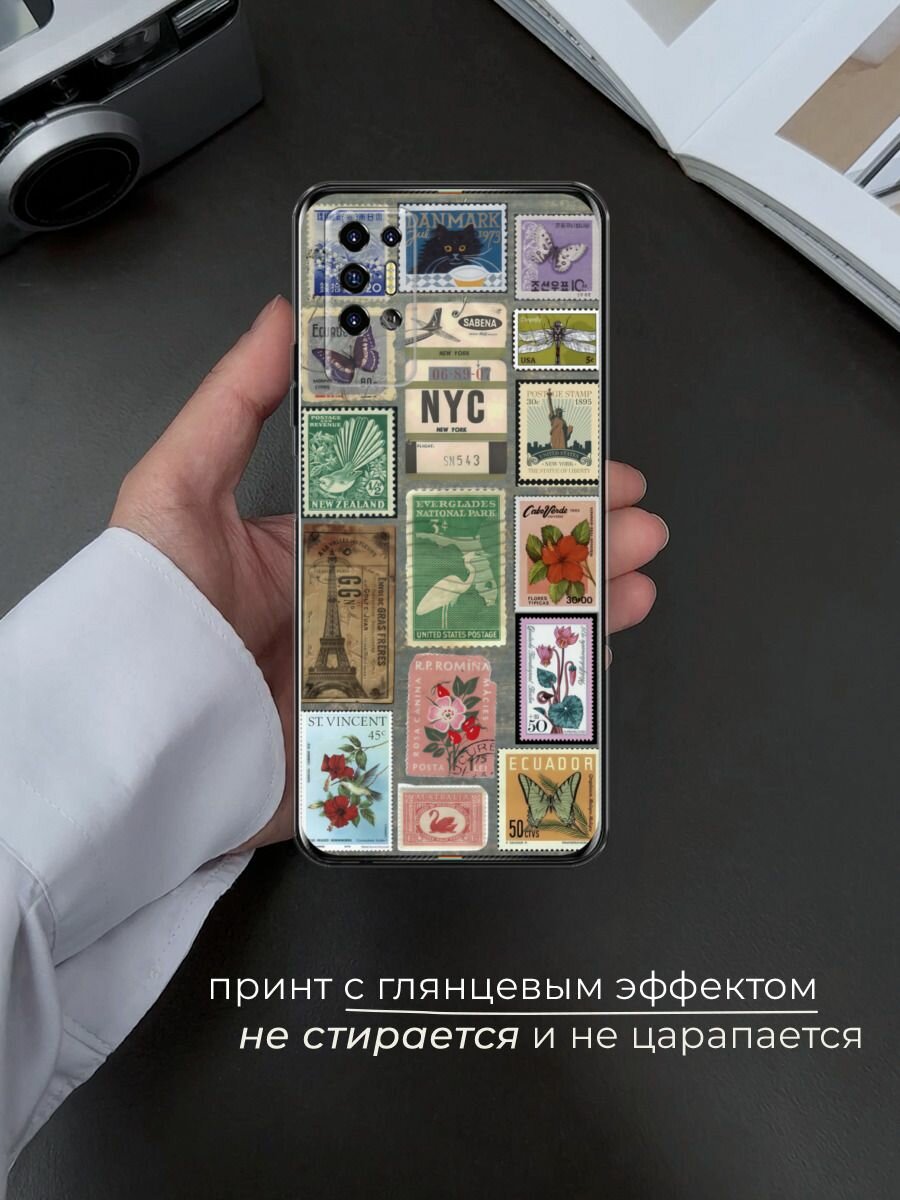 Чехол на Tecno Pova 2 / Текно Пова 2 с принтом Коллаж из марок — фото 1