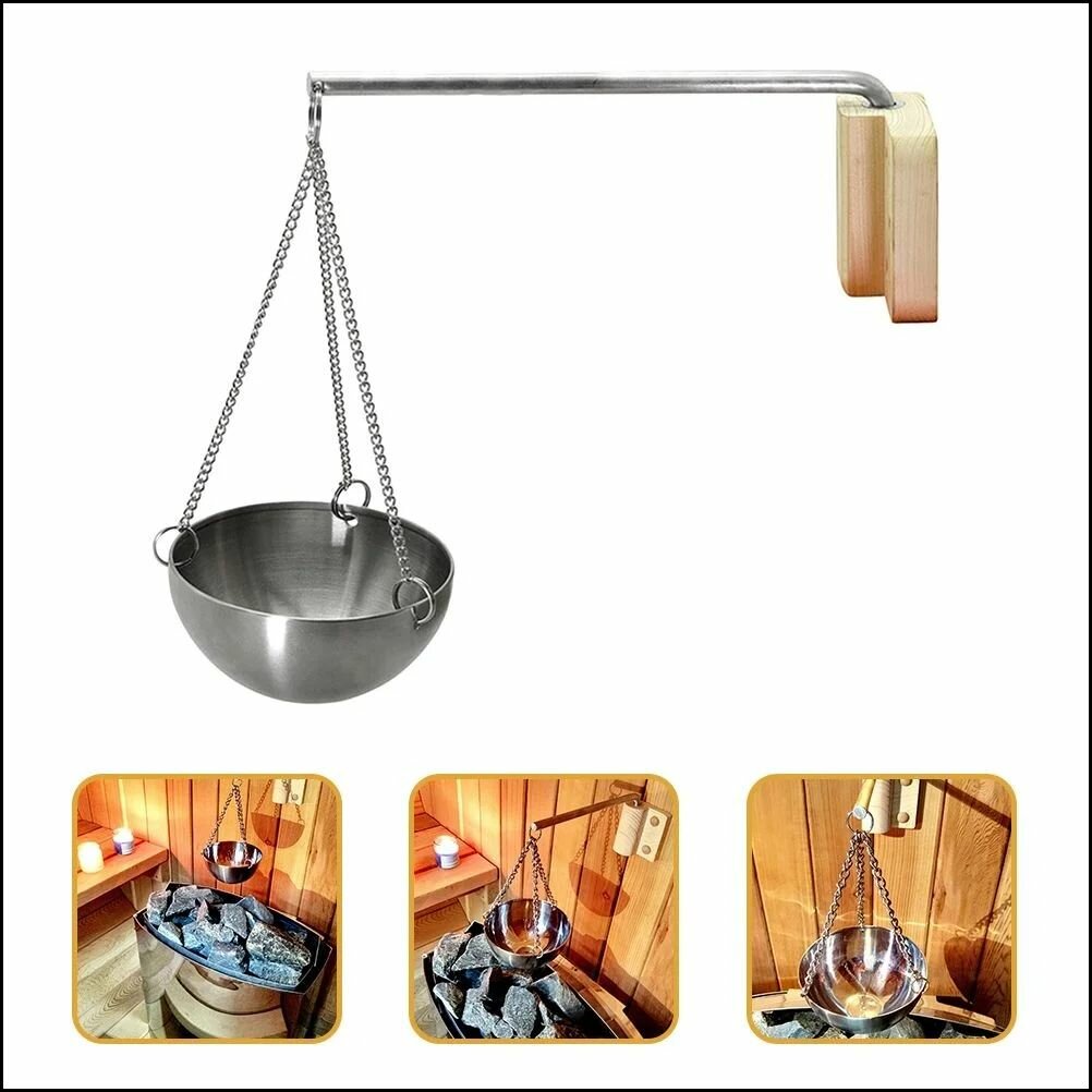 Сауна масленка из нержавеющей стали с деревянными элементами для хранения ароматических масел