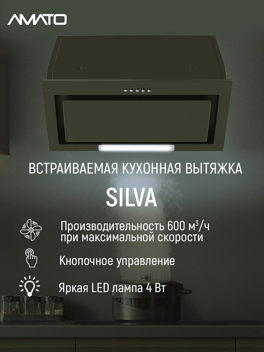 Вытяжка кухонная встраиваемая SILVA