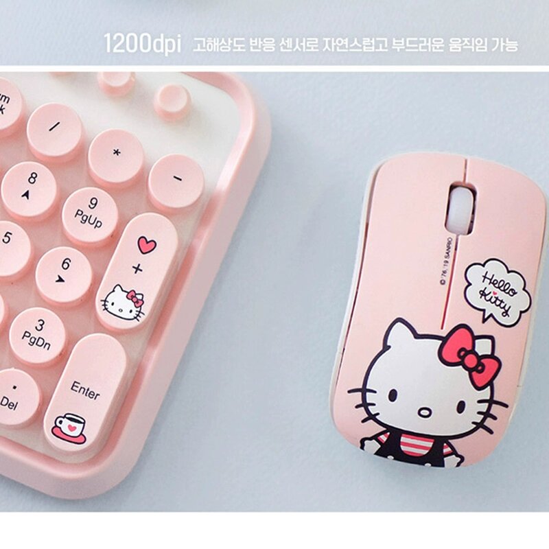 Оригинальная внешняя клавиатура и мышь Hello Kitty для настольного компьютера и ноутбука (Корея) Розовый комплект мышь