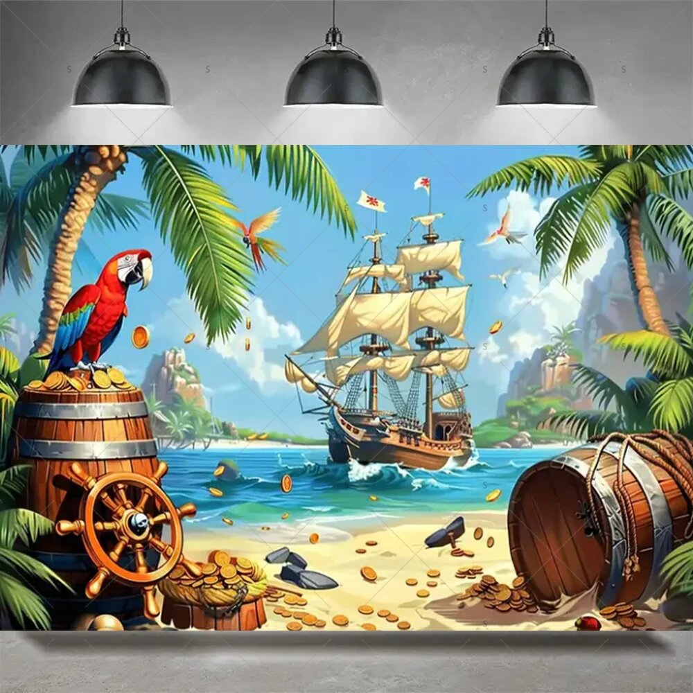 Фон пиратского корабля, старый сокровище, карта мира, детский день рождения, украшение для вечеринки, баннер, принадлежности для детского душа, реквизит для фотосъемки