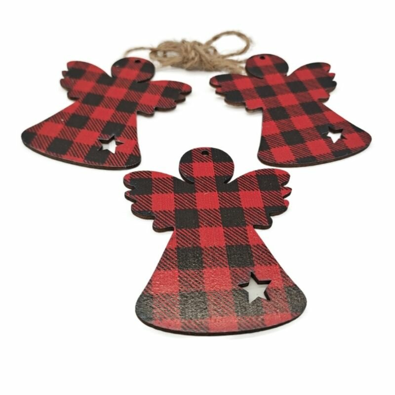 Рождественский набор из деревянных бусин, вышитых бисером-Красный и Черный