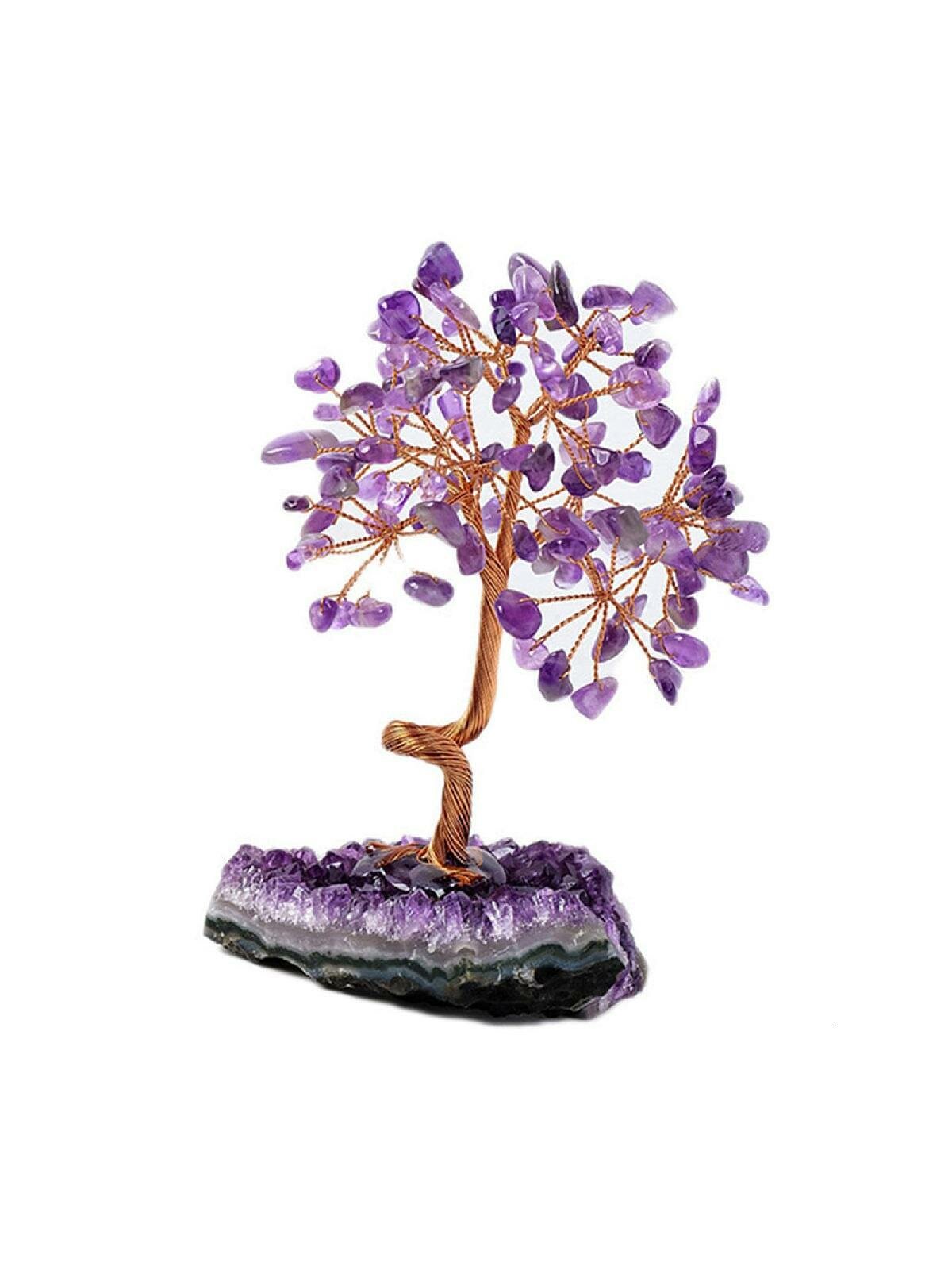 Украшение из хрустального дерева с аметистами на основе гроздей, Приносящее удачу и успех