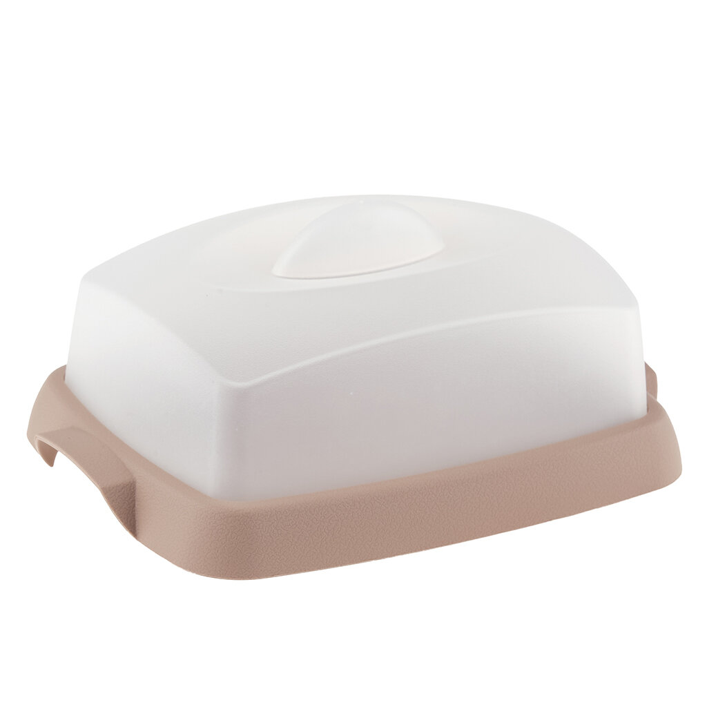 Масленка Домашняя Мода пластмассовая "Таира", 17х12х7 см, прозрачная крышка, мокко (С62МОКК)