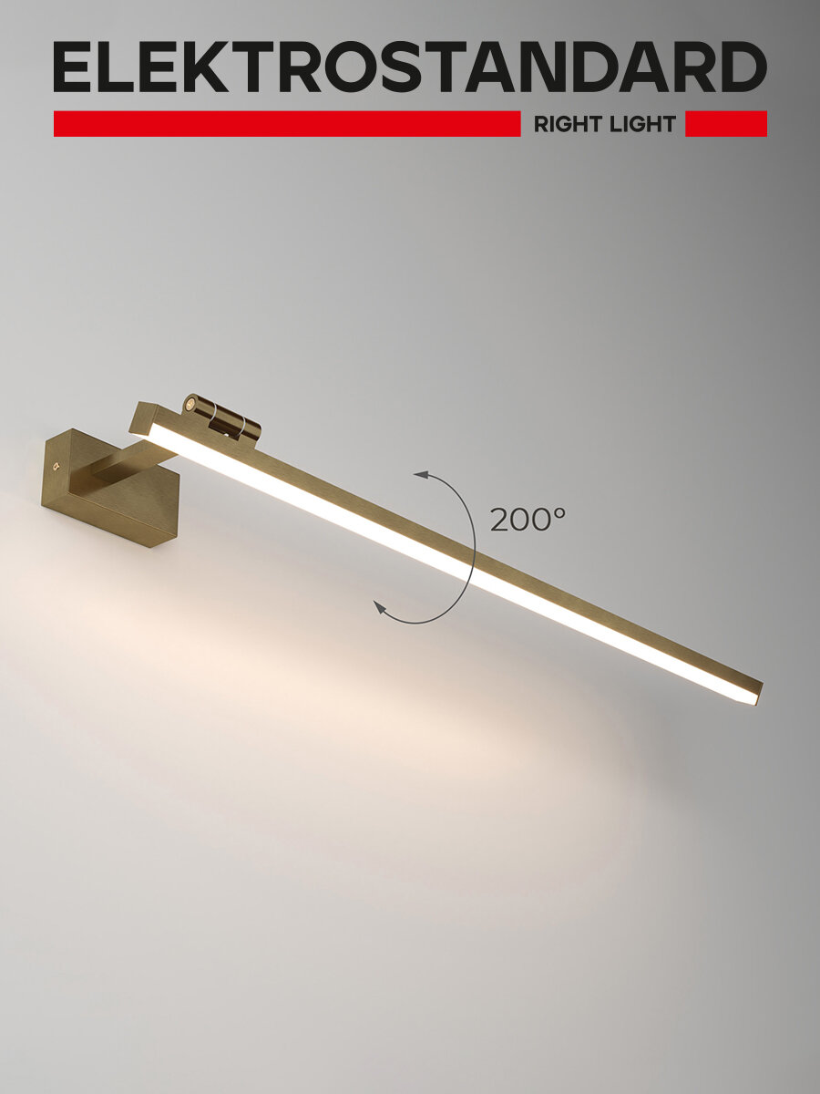 Настенный светильник для картин и зеркал Elektrostandard Acento 40155/LED, 12 Вт/3000K, поворотный механизм, цвет латунь