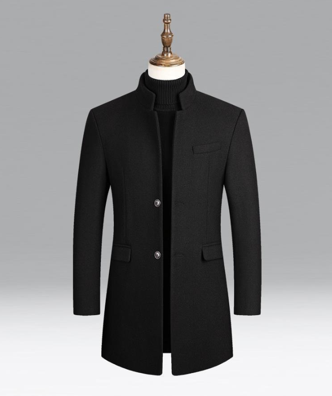 Мужской осенне-зимний шерстяной тренч средней длины